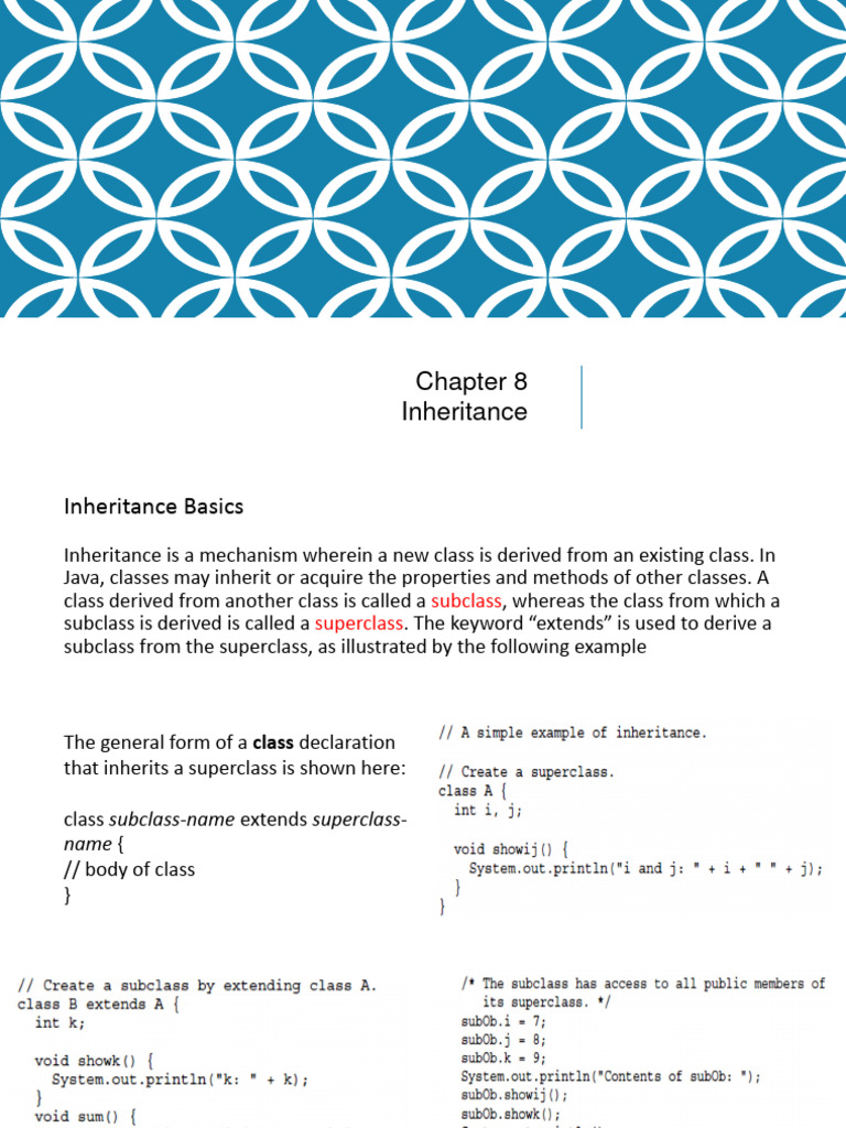 Chapter 8 - Inheritence - 231105 - 221227 | PDF | Inheritance (Object Oriented Programming ...