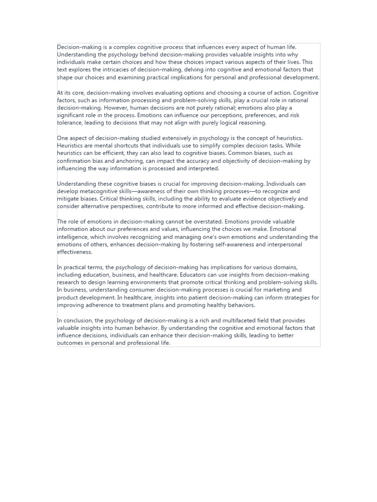 Decision | PDF | Decision Making | Heuristic
