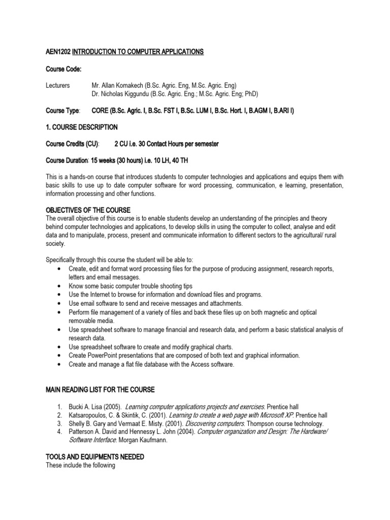 Aen1202 Introduction To Computer Applications | PDF | Databases ...