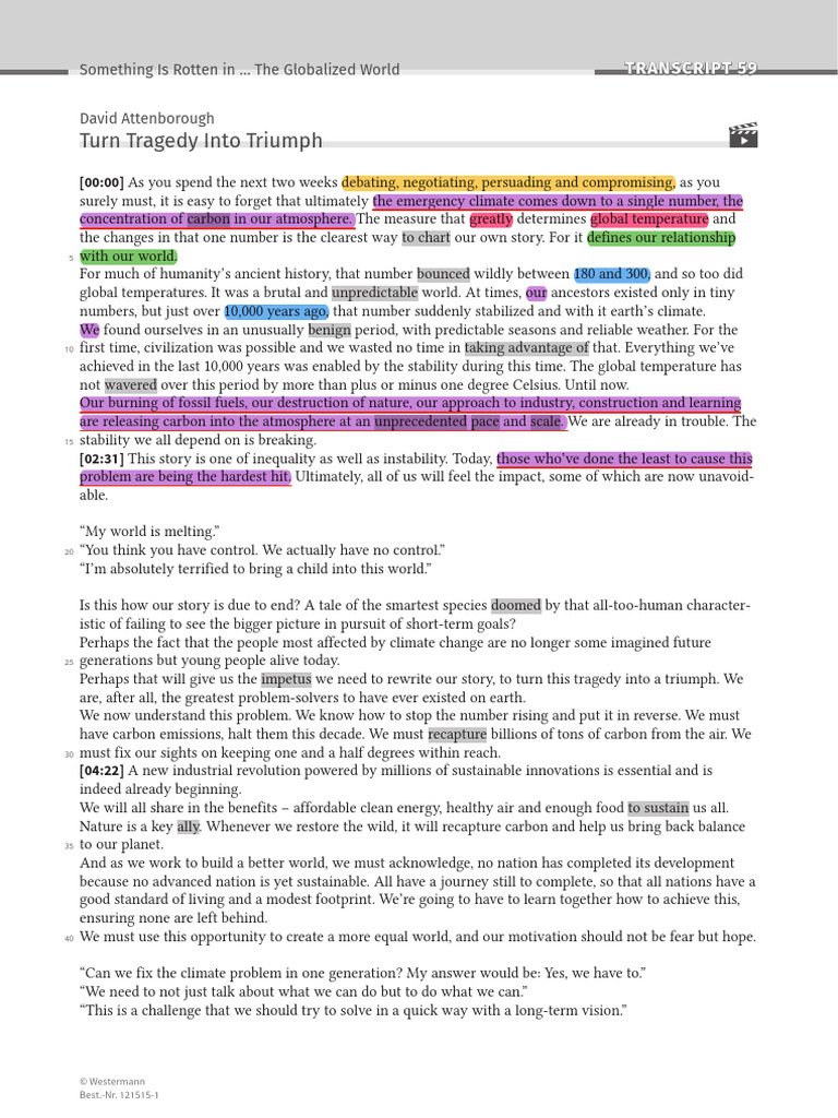 Turn Tragedy Into Triumph - Script | Download Free PDF | Sustainability ...