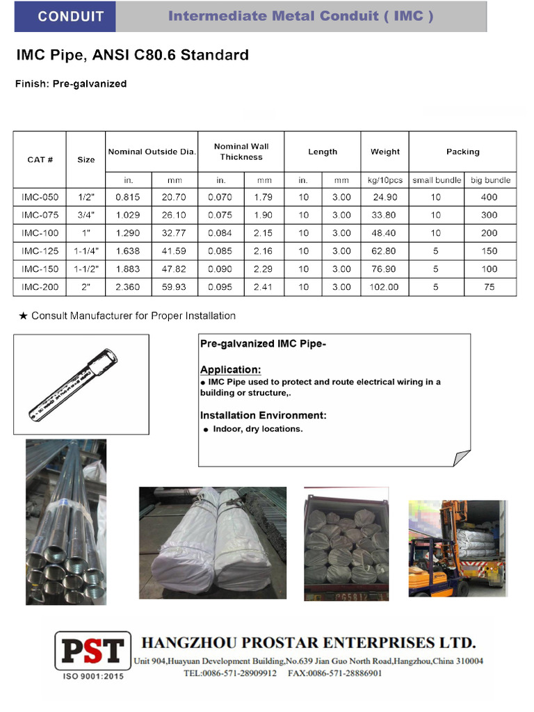 Data Sheet - Tubo IMC PST | PDF