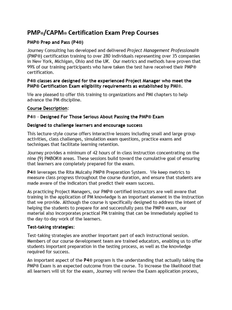 PMP Certification Exam Prep Course Description.13270800 | PDF | Project ...