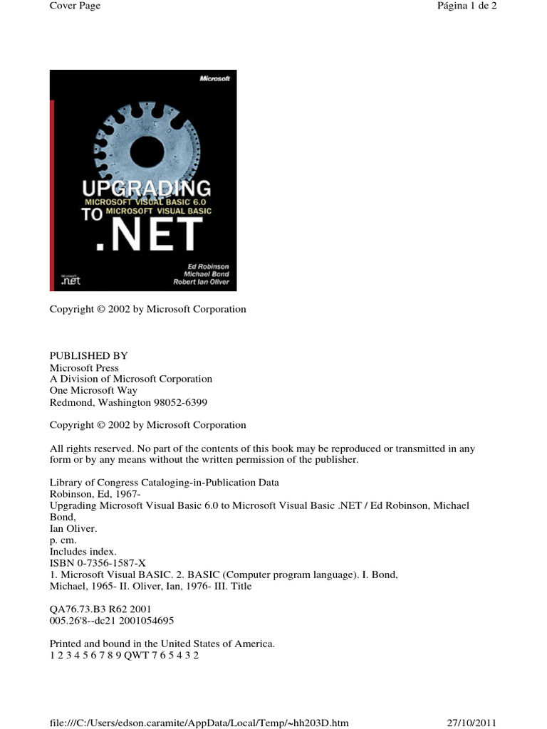 Upgrading VB6 To VB - Net - 01 - Cover | PDF | Microsoft | Books