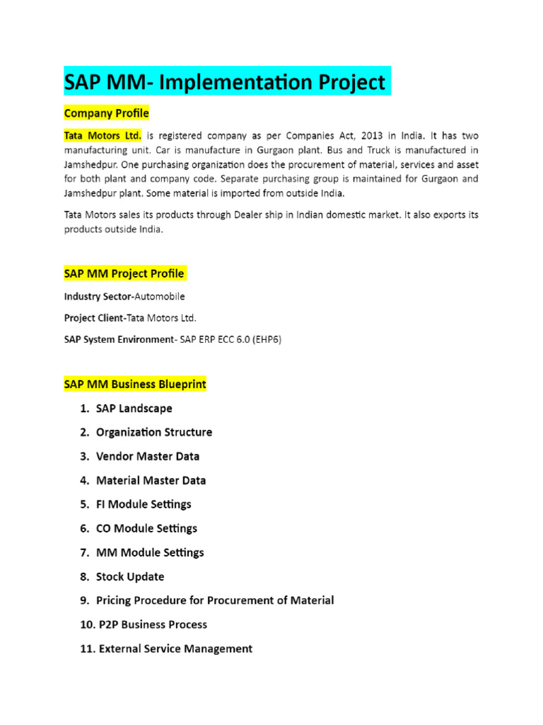 SAP MM-Implementation Project - TOAZ - INFO | PDF