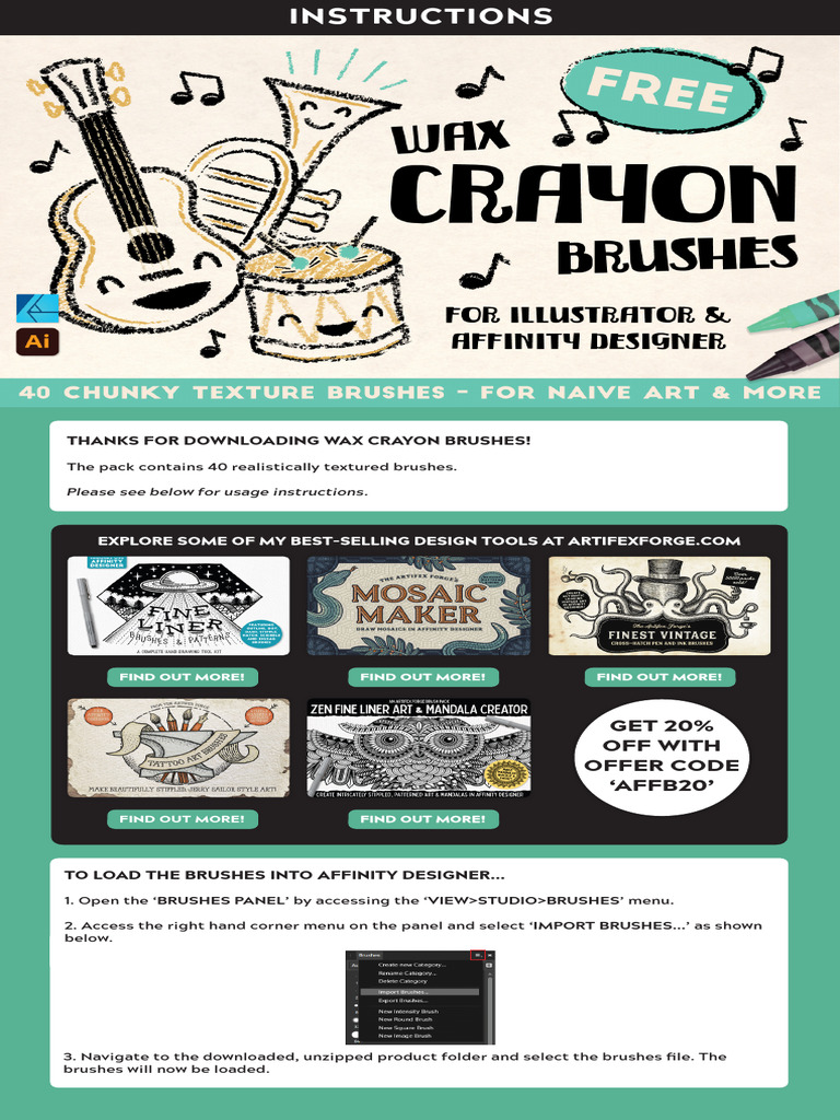 Crayon Brushes Instructions - Affinity Designer | PDF | Screenshot ...