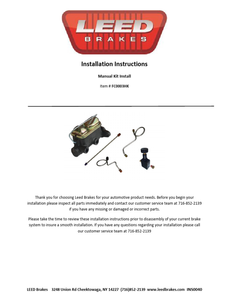 Installation Instructions | PDF | Brake | Valve