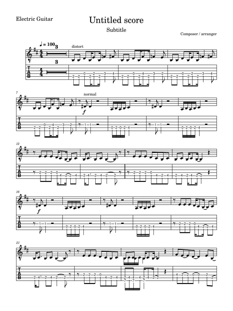 Electric Guitar Score Arrangement | PDF | Guitars | Musical Instruments