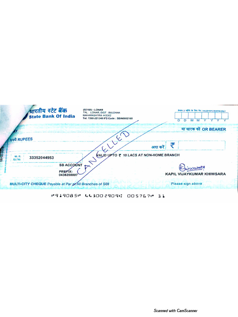 Cancelled Cheque | PDF