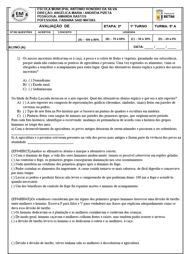 Matriz Avaliação | PDF | Agricultura Matriz Avaliação | PDF | Agricultura