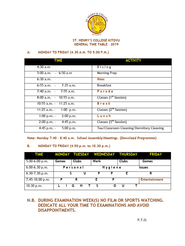 General Daily Timetable 2019 | Download Free PDF | Lunch