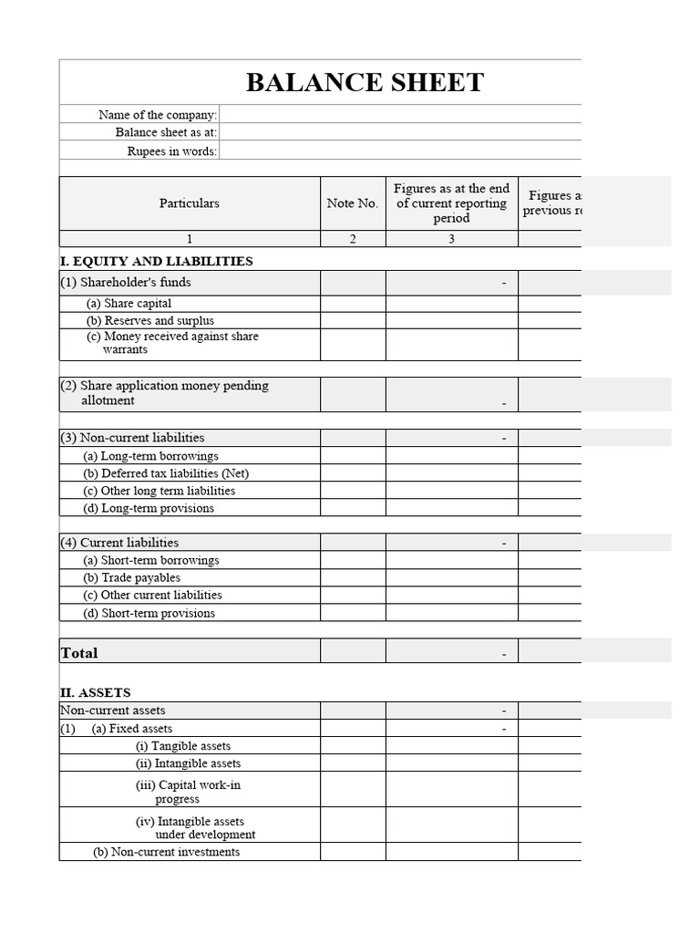 Balance Sheet Format 01 | PDF | Balance Sheet | Financial Services