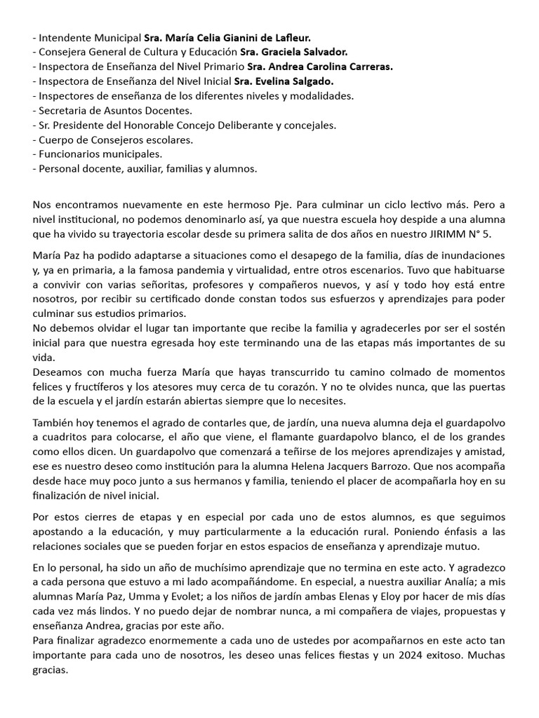 Discurso Fin de Año | PDF
