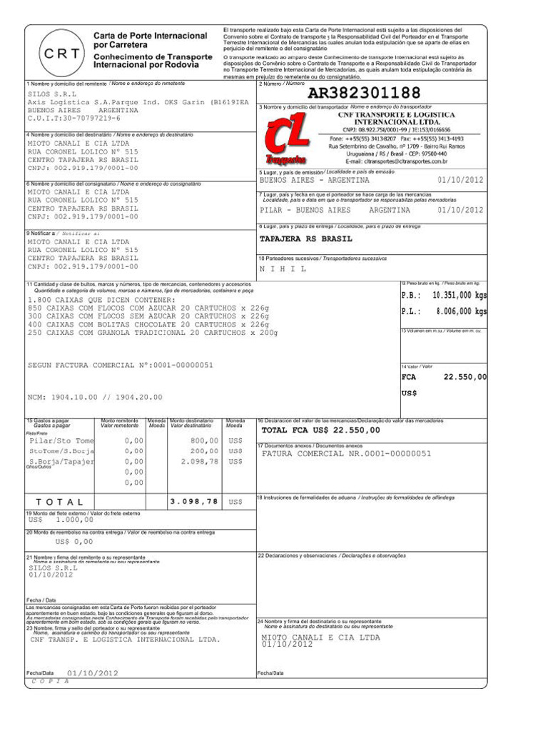 Carta Porte (Modelo) | PDF
