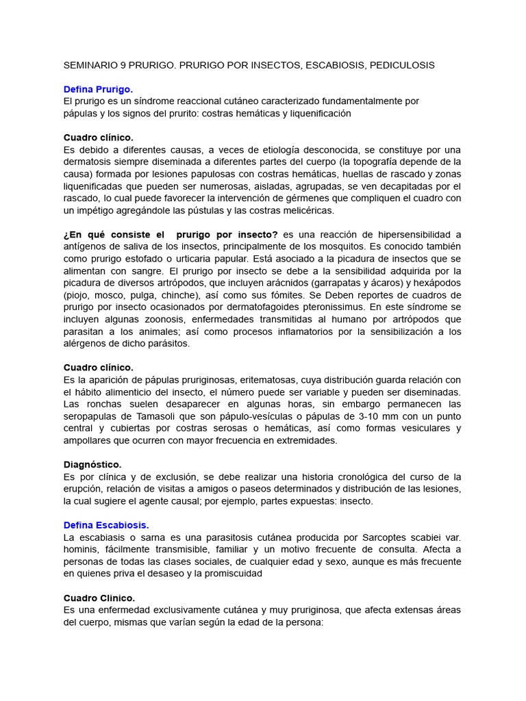 SEMINARIO 9 PRURIGO | PDF | Medicina CLINICA | Medicina