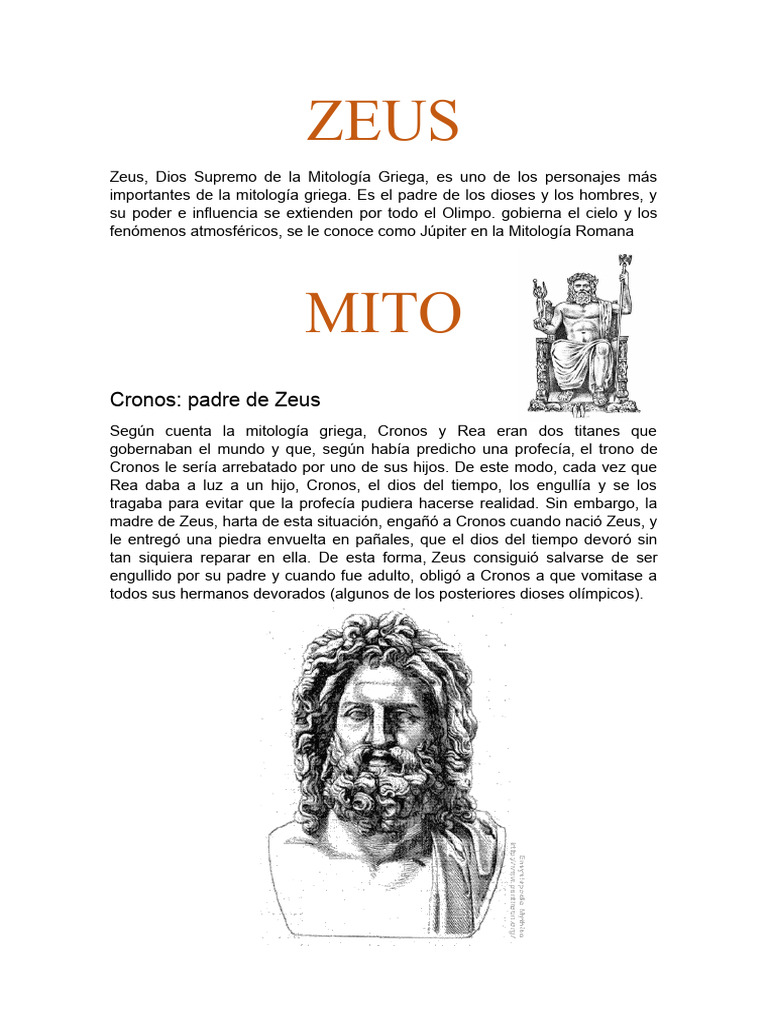 Mito de Zeus: Historia y Resumen | PDF | Mitología griega | Zeus