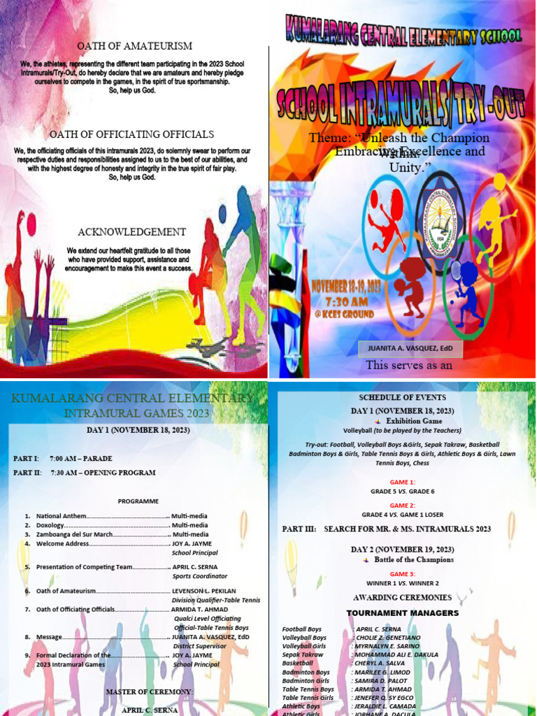 Intrams Program | PDF | Entertainment | Sports