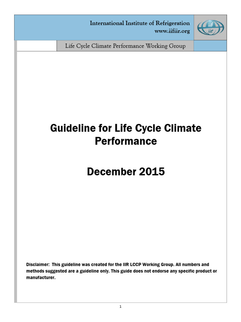 Life Cycle Climate Performance Guidelines | PDF