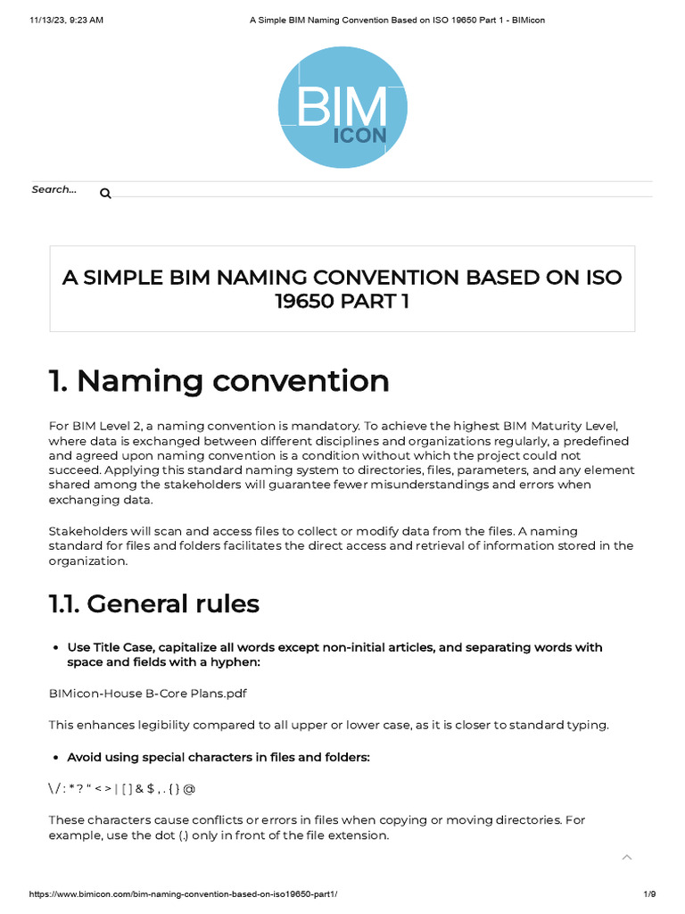A Simple BIM Naming Convention Based On ISO 19650 Part 1 - BIMicon | Download Free PDF ...