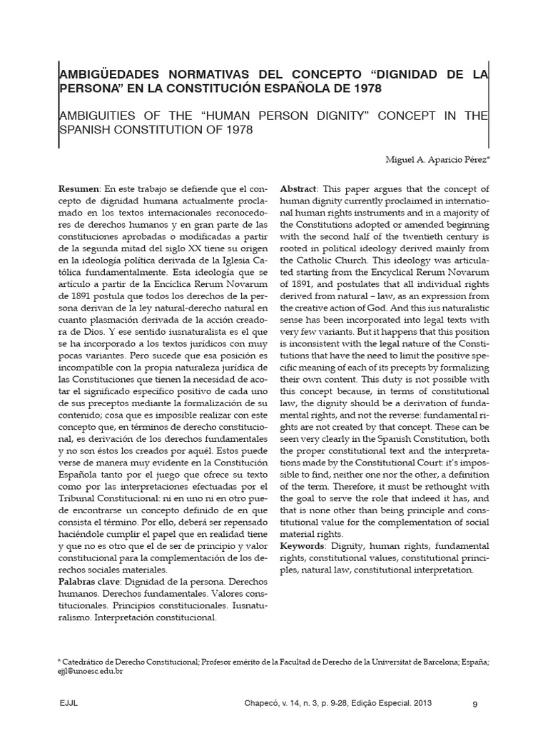 Ambiguities of The "Human Person Dignity" Concept in The Spanish ...