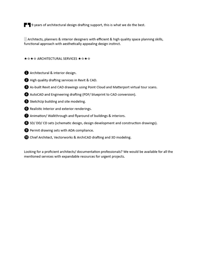 9 Years of Architectural Design Drafting Support | PDF