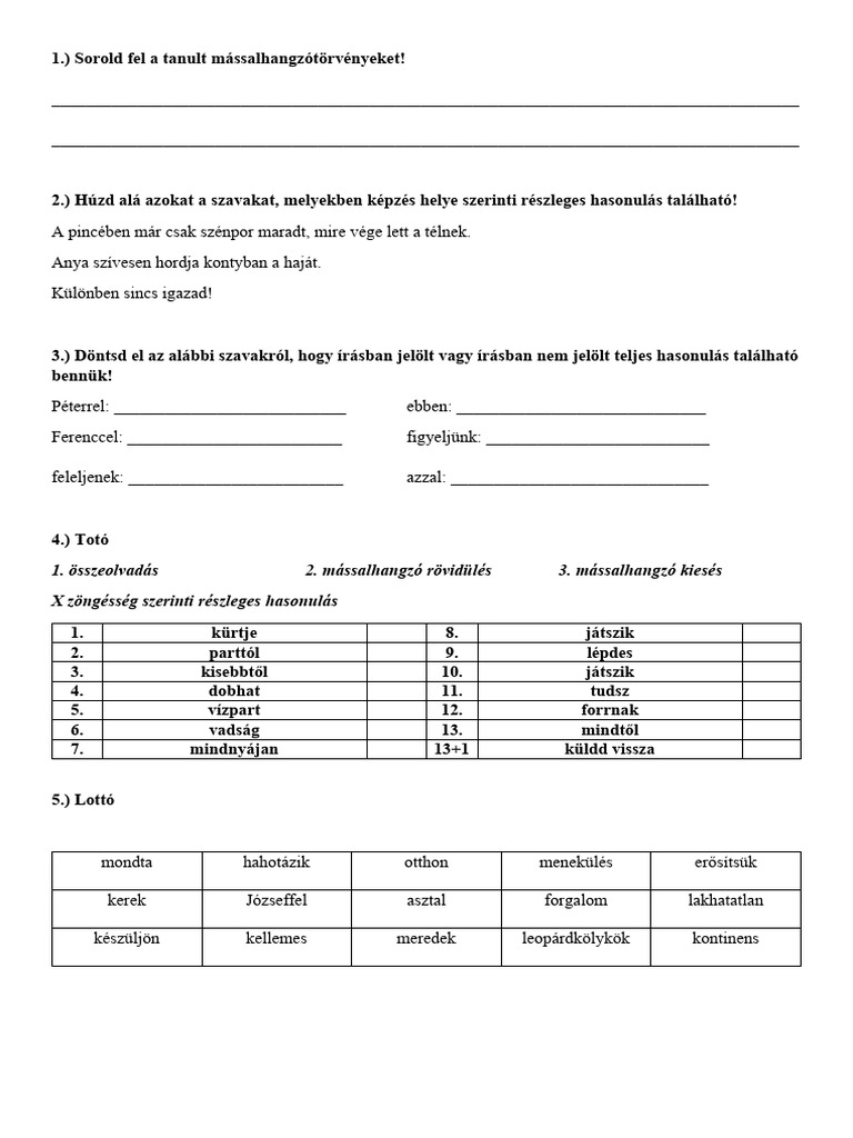 MSH Törvények Feladatlap | PDF