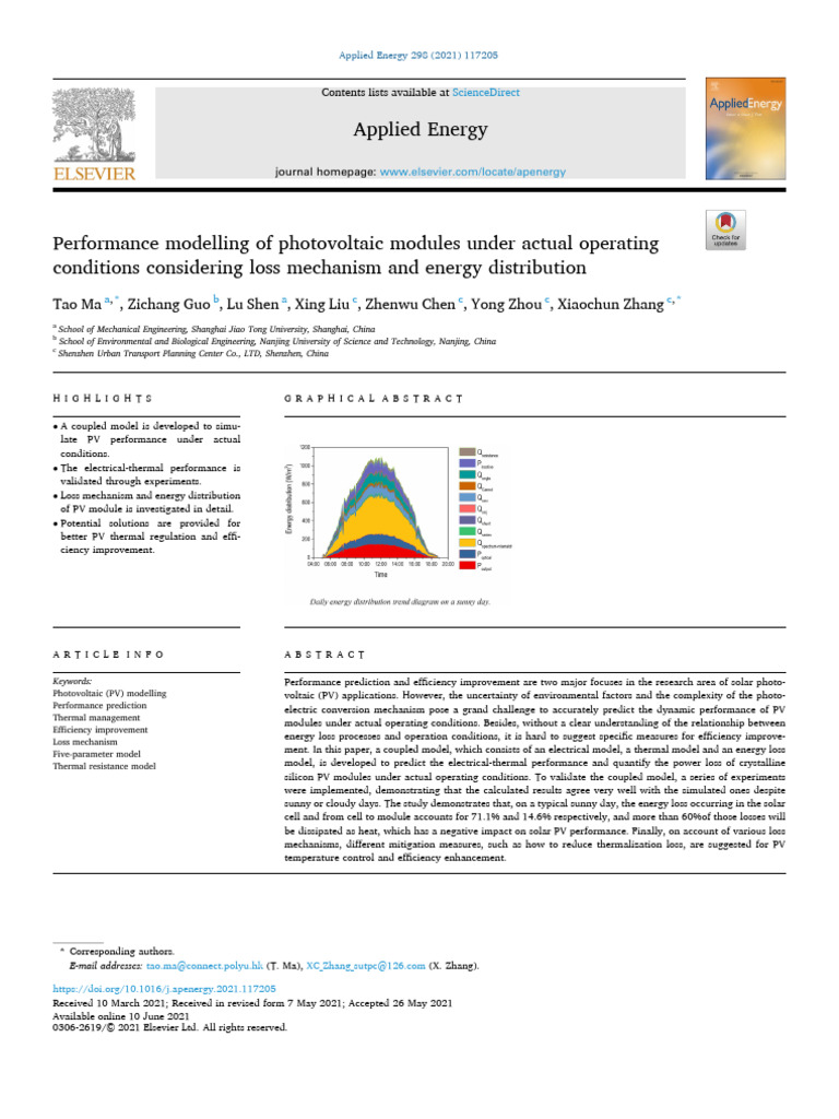 Electrical Performance Of Pv Modules Under Different Operating Conditions Pdf Photovoltaics