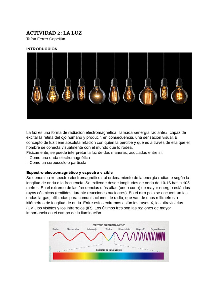 Propiedades y Fenómenos de la Luz | PDF | Espectro electromagnético ...
