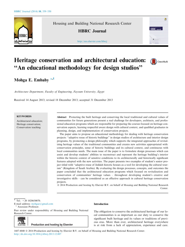 Heritage conservation and architectural education | PDF | Methodology | Design