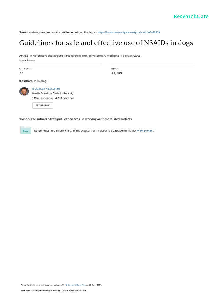 Guidelines For Safe and Effective Use of NSAIDs in Dogs | PDF ...