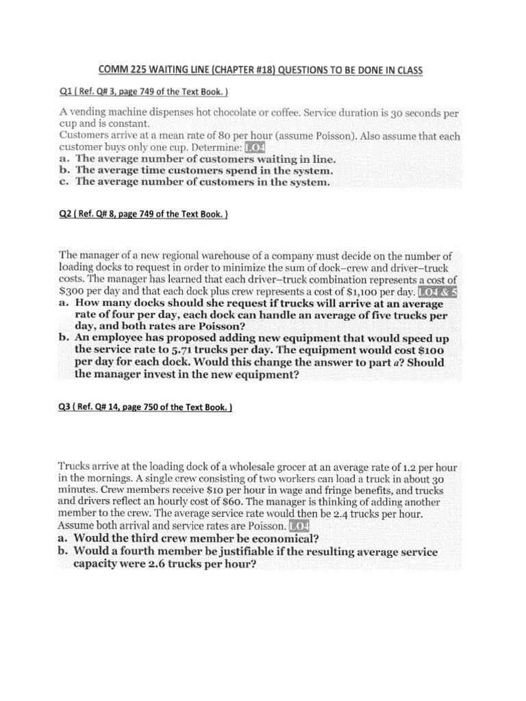 COMM 225 CHAPTER 18 Class Exercises With Solutions | PDF