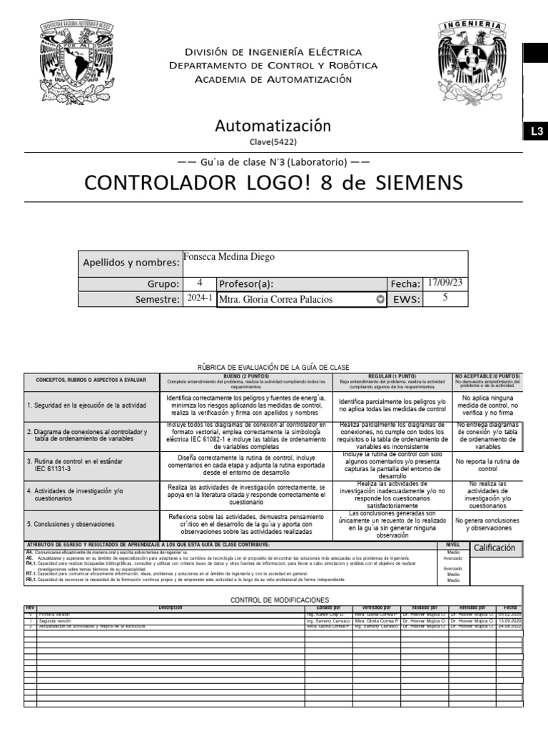 Guía L3 - Controlador LOGO! 8 de Siemens-DF | PDF