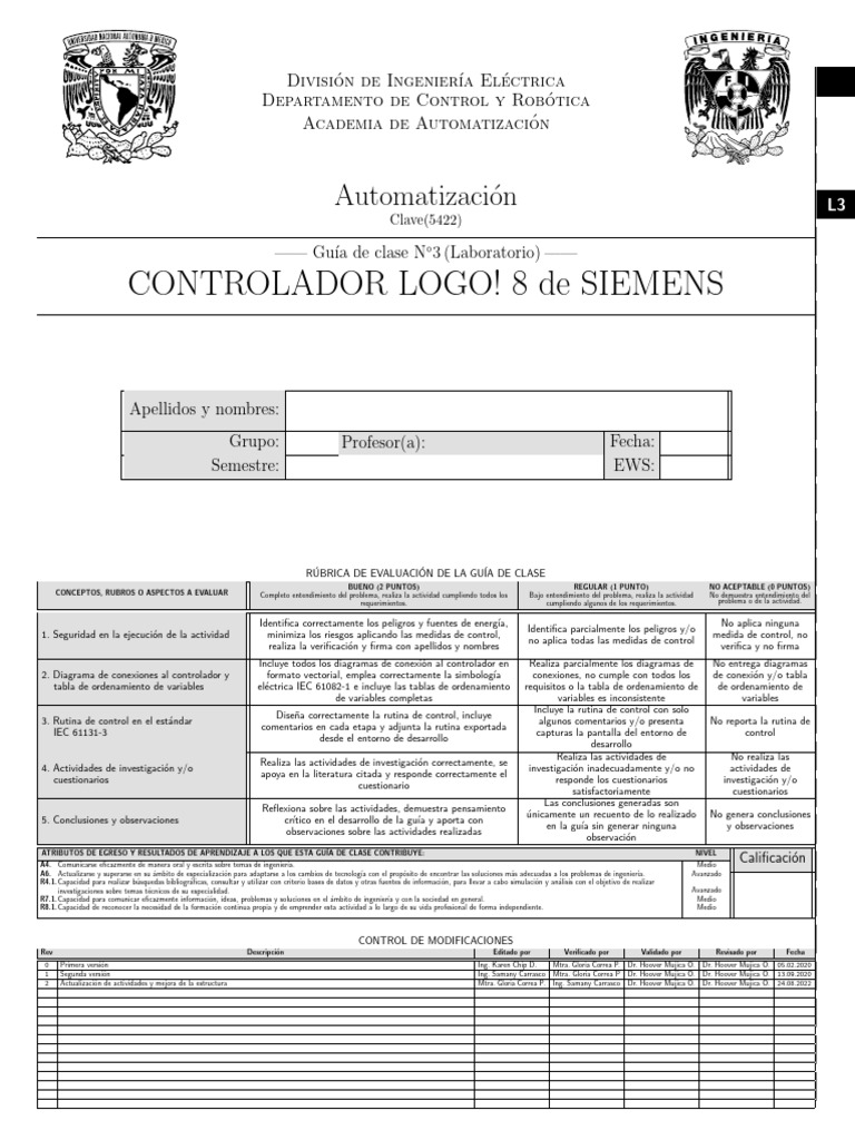 Guía de Laboratorio: Controlador LOGO! 8 | PDF | Relé | Automatización