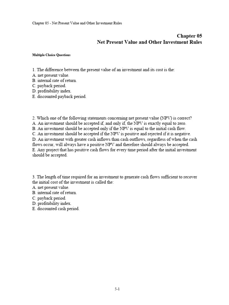 Chap 005 | PDF | Net Present Value | Internal Rate Of Return