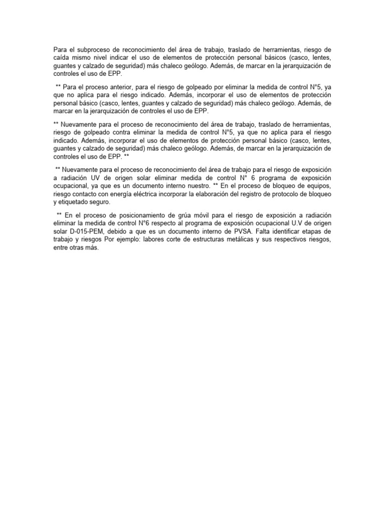 Observaciones PVSA A Matriz IPER | PDF Observaciones PVSA A Matriz IPER | PDF