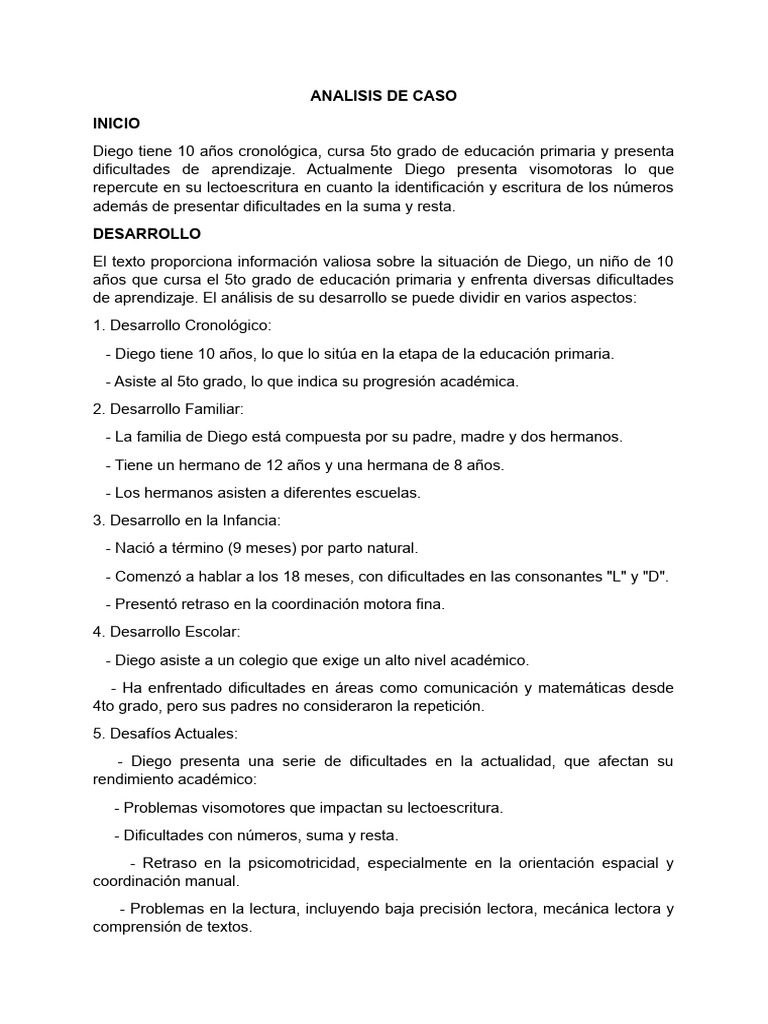 Sesión 6. ANALISIS DE CASO | PDF | Educación primaria | Aprendizaje