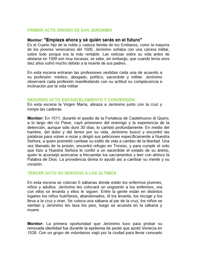 Guion Vida de San Jerónimo | PDF