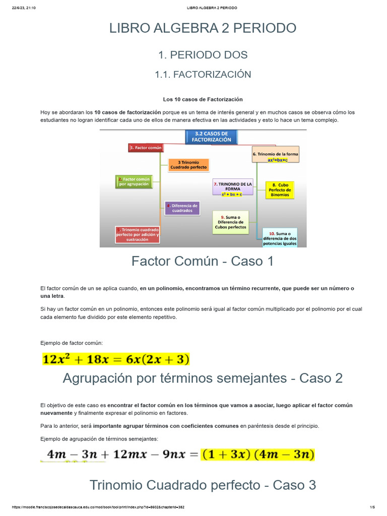 Libro Algebra Factorizacion 9° | PDF | Factorización | Objetos matemáticos