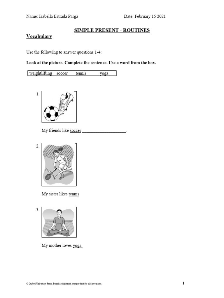 Simple Present Routines. | PDF