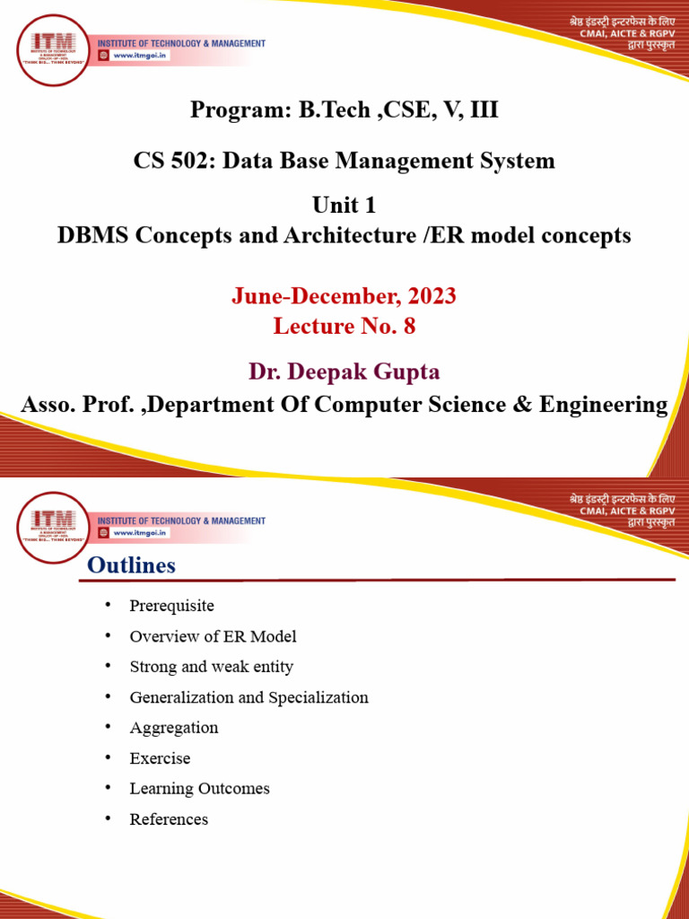 Lecture 8 Dbms Concepts And Architecture Er Model Concepts Pdf Databases Information