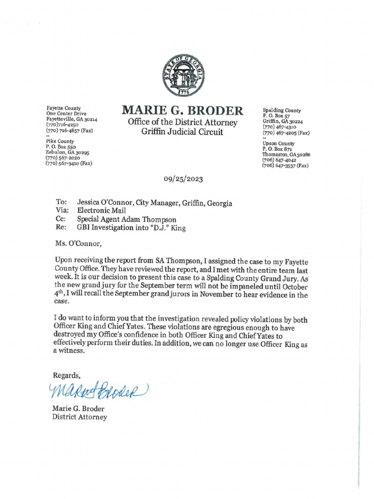 DA Marie Broder Letter | PDF