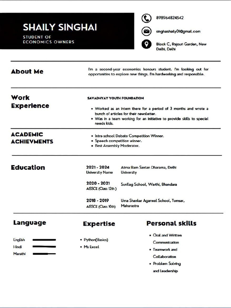 Shaily Singhai, CV | PDF Shaily Singhai, CV | PDF