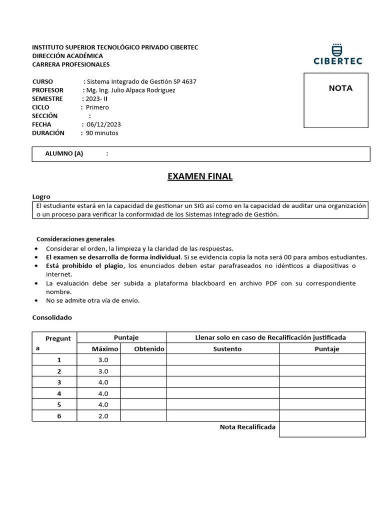 Evaluación FINAL Curso SIG | PDF
