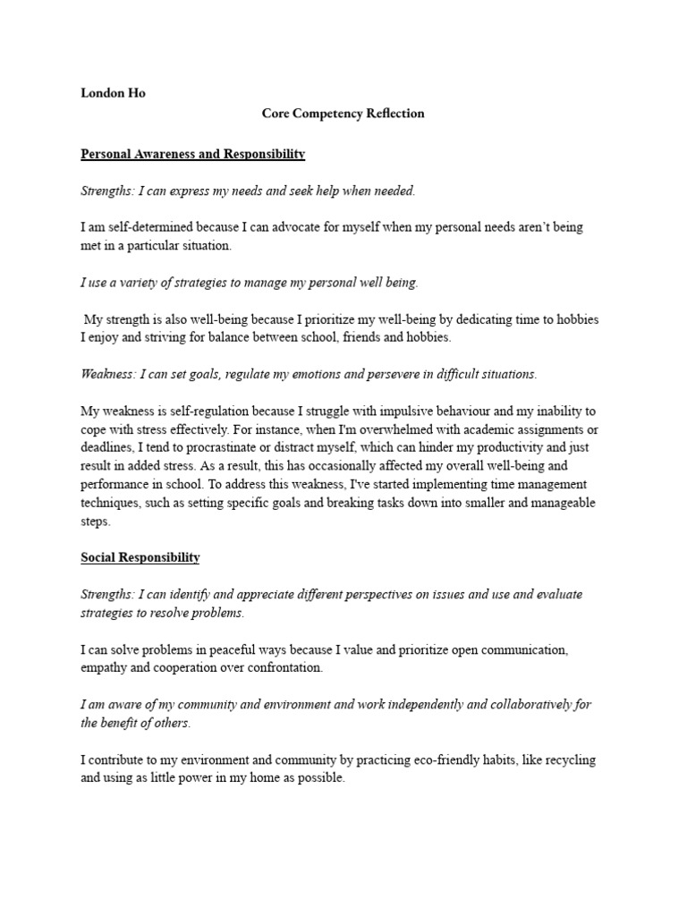 Core Competency Reflection 1 | PDF | Critical Thinking | Thought