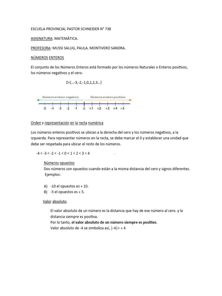 NUMEROS Z ENTEROS 1º CUATRIMESTRE 738 | PDF | Multiplicación | Entero