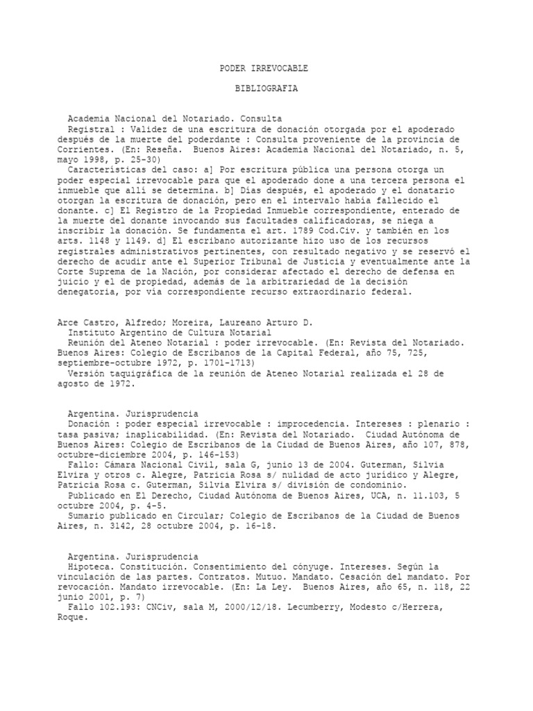 Doctrina Sobre Poder Irrevocable | PDF | Donación | Condominio