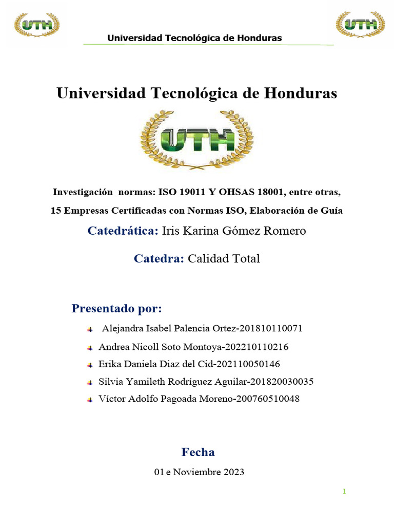 Informe de Calidad Total-Normas ISO | PDF | Iso 9000 | Calidad (comercial)
