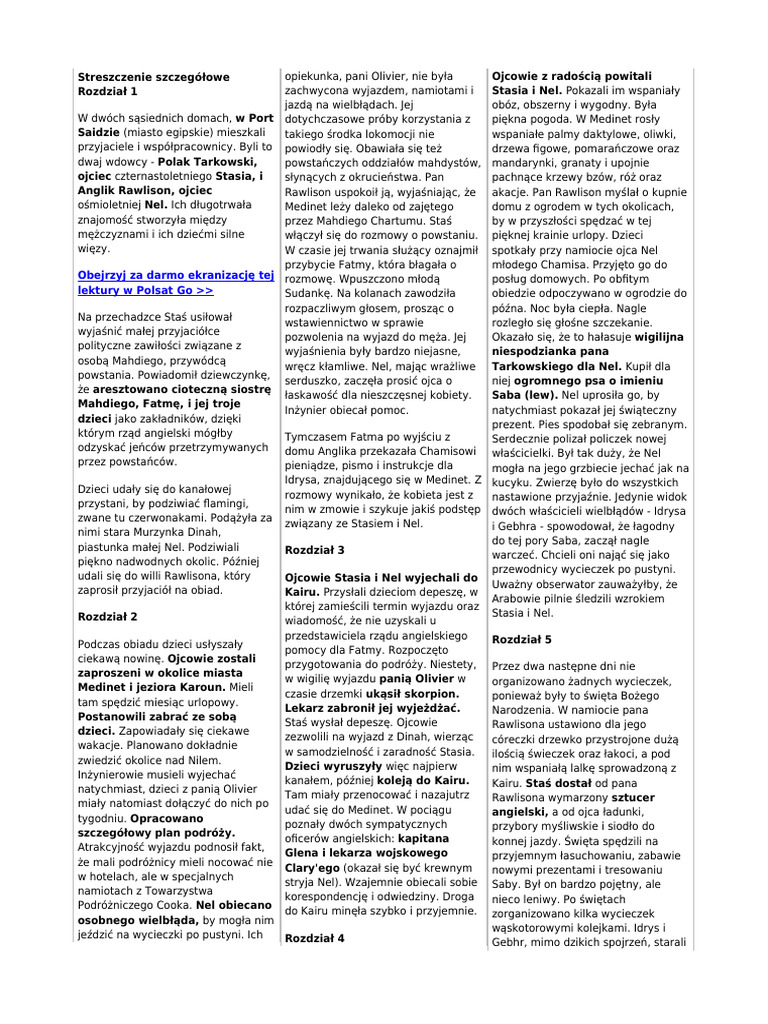 W Pustyni I W Puszczy - Sciaga | PDF