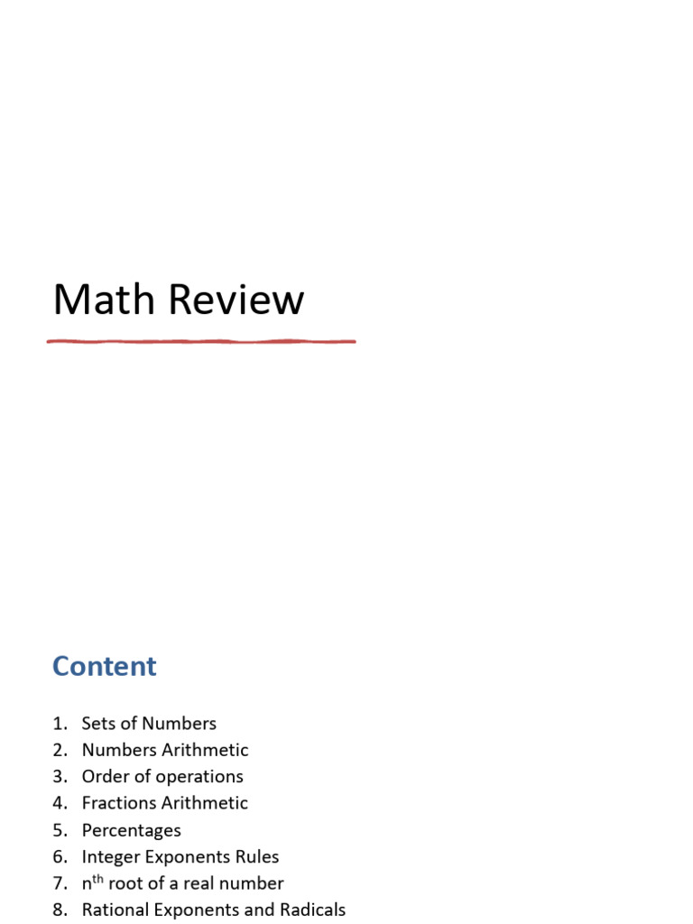 Comprehensive Math Review Guide | PDF | Numbers | Rational Number