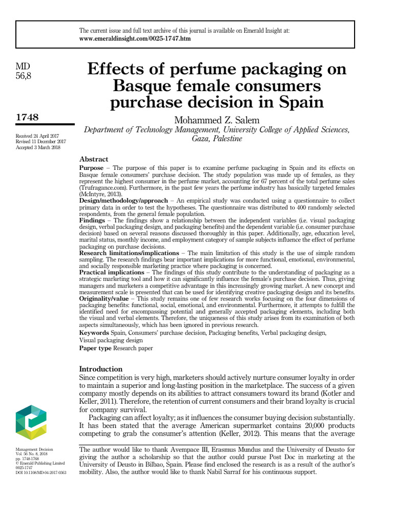 Effects of Perfume Packaging On | PDF | Brand | Survey Methodology