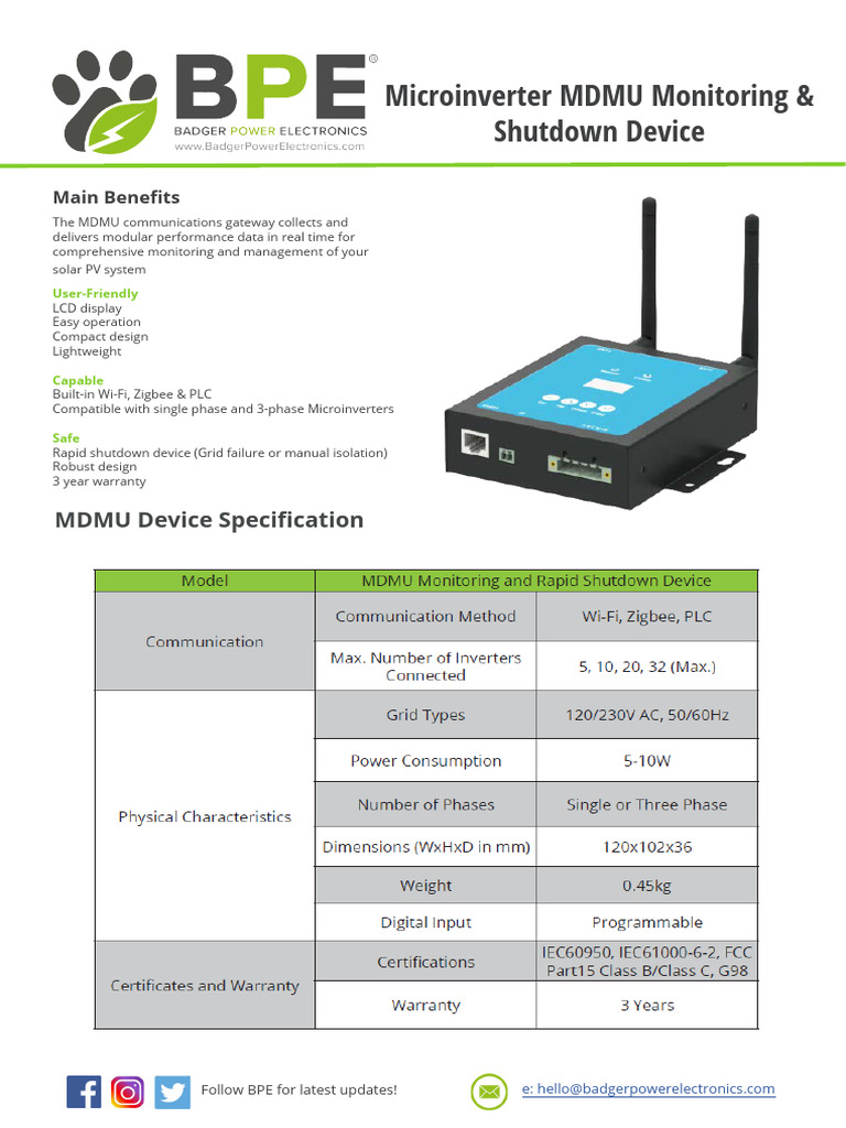 BPE MDMU Datasheet | PDF